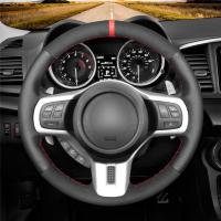 China Sport Custom Hand Stitching Suede Leather Steering Wheel Cover for Mitsubishi Lancer Evolution EVO X 10 2008-2015 for sale