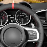 China Sport Custom Hand Stitching Suede Leather Steering Wheel Cover for Mitsubishi Lancer Evolution EVO X 10 2008-2015 for sale