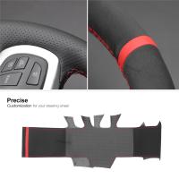 China Sport Custom Hand Stitching Suede Leather Steering Wheel Cover for Mitsubishi Lancer Evolution EVO X 10 2008-2015 for sale