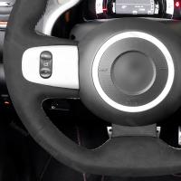 China Customized Available Durable Leather Suede Hand Sewing Steering Wheel Cover Wrap for Renault Twingo 3 2014-2020 for sale