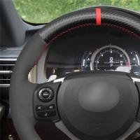 China MEWANT Drop Ship For Lexus IS200t IS250 IS300 IS350 IS F-Sport Diy Carbon Suede Steering Wheel Cover Carbon For Lexus Red Line for sale