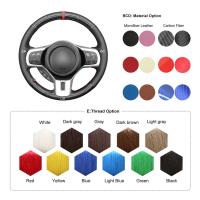 China Sport Custom Hand Sewing Black Carbon Fiber Leather Steering Wheel Cover for Mitsubishi Lancer Evolution EVO X 10 2008-2015 for sale