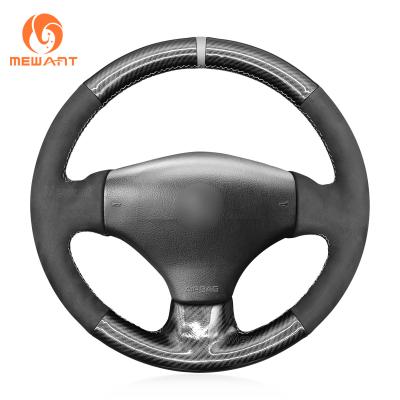 China Hand Stitch Carbon Suede Steering Wheel Cover for Peugeot 206 SW 2001-2009 for sale