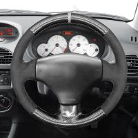 China Hand Stitch Carbon Suede Steering Wheel Cover for Peugeot 206 SW 2001-2009 for sale