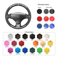 China Hand Stitch Carbon Suede Steering Wheel Cover for Peugeot 206 SW 2001-2009 for sale