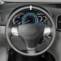 China Car Accessories Black PU Glossy Carbon Fiber Custom Hand Sewing Steering Wheel Cover For Toyota Venza / Camry / Aurion 2006-2012 for sale