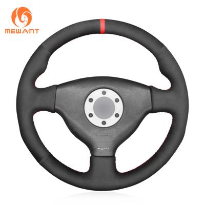 China Hand Stitching Black Soft Suede Steering Wheel Cover for Mitsubishi Lancer Evolution EVO 4 5 6 1998 1999 2000 IV V VI for sale