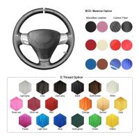 China Car Accessories Black PU Glossy Carbon Fiber Custom Hand Sewing Steering Wheel Cover For Toyota Venza / Camry / Aurion 2006-2012 for sale