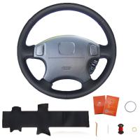 China Black Leather Hand Sew Car Steering Wheel Cover Skin for Honda CRV CR-V 1997-2001 Accord 6 1998-2002 Odyssey 1998-2001 for sale