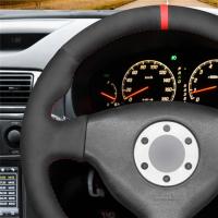 China Hand Stitching Black Soft Suede Steering Wheel Cover for Mitsubishi Lancer Evolution EVO 4 5 6 1998 1999 2000 IV V VI for sale