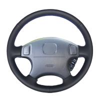 China Black Leather Hand Sew Car Steering Wheel Cover Skin for Honda CRV CR-V 1997-2001 Accord 6 1998-2002 Odyssey 1998-2001 for sale