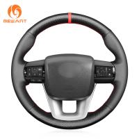 China Matte Carbon PU Leather Hand Stitching Custom Steering Wheel Cover for Toyota Hilux Fortuner 2015 2016 2017 2018 2019 2020 2021 for sale