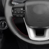 China Matte Carbon PU Leather Hand Stitching Custom Steering Wheel Cover for Toyota Hilux Fortuner 2015 2016 2017 2018 2019 2020 2021 for sale