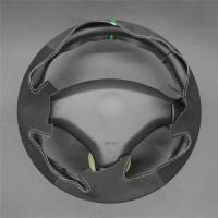 China Hand Stitching Custom Black Suede Steering Wheel Cover for Peugeot 308 SW 5008 2007-2017 for sale