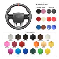 China Matte Carbon PU Leather Hand Stitching Custom Steering Wheel Cover for Toyota Hilux Fortuner 2015 2016 2017 2018 2019 2020 2021 for sale