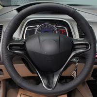 China Wholesale Custom Hand Stitched Artificial Leather Steering Wheel Covers for Honda Si Civic 8 8th Gen 2006 2007 2008 2009 2010 for sale