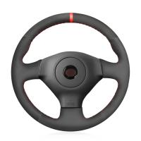 China Custom Hand Stitching Black Suede Steering Wheel Cover for Subaru Impreza Legacy 2004 2005 for sale