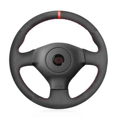 China Custom Hand Stitching Black Suede Steering Wheel Cover for Subaru Impreza Legacy 2004 2005 for sale