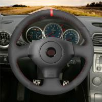 China Custom Hand Stitching Black Suede Steering Wheel Cover for Subaru Impreza Legacy 2004 2005 for sale