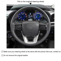 China Black Suede Hand Stitching Custom Steering Wheel Cover for Toyota Hilux Fortuner 2015 2016 2017 2018 2019 2020 2021 for sale