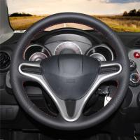 China Mewant Hand Stitched Artificial Leather Steering Wheel Cover for Honda Fit City Jazz Insight HR-V HRV Vezel 2002-2019 for sale