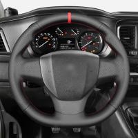 China Hand Stitching Custom Black PU Leather Steering Wheel Cover for Peugeot Expert Traveller 2016-2022 for sale