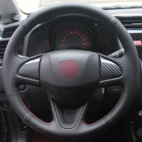 China Mewant Hand Stitched Artificial Leather Steering Wheel Cover for Honda Fit City Jazz Insight HR-V HRV Vezel 2002-2019 for sale