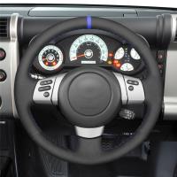 China Hand Stitched Black Suede Steering Wheel Covers for Toyota FJ Cruiser 2006 2007 2008 2009 2010 2011 2012 2013-2014 for sale