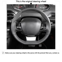 China Hand Stitching Custom Black PU Leather Steering Wheel Cover for Peugeot 308 SW 2013-2021 for sale
