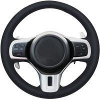 China Customize Your Own New Genuine Leather Suede Stitched DIY Car Cover Steering Wheel Wrap for Mitsubishi Lancer 10 EVO Evolution for sale