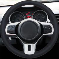 China Customize Your Own New Genuine Leather Suede Stitched DIY Car Cover Steering Wheel Wrap for Mitsubishi Lancer 10 EVO Evolution for sale