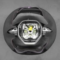 China Hand Stitching Custom Steering Wheel Cover for Peugeot 208 308 SW 508 Partner Rifter 2017 2018 2019 2020 2021 for sale
