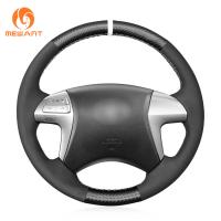 China Carbon Suede Hand Stitching Custom Steering Wheel Cover for Toyota Fortuner Hilux Camry Highlander 2012 2013 2014 2015 for sale