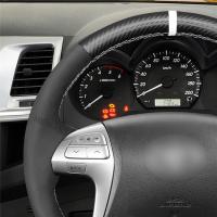 China Carbon Suede Hand Stitching Custom Steering Wheel Cover for Toyota Fortuner Hilux Camry Highlander 2012 2013 2014 2015 for sale