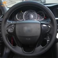 China Hand Sewing Genuine Leather Steering Wheel Cover for Honda Accord 9 Crosstour Pilot Ridgeline 2013 2014 2015 2016 2017 2018 for sale
