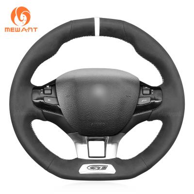 China Hand Stitching Custom Black Suede Steering Wheel Cover for Peugeot GTI GT Line 208 308 SW for sale