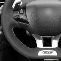 China Hand Stitching Custom Black Suede Steering Wheel Cover for Peugeot GTI GT Line 208 308 SW for sale