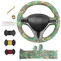 China Hand Sewing All Camouflage Artificial Leather Steering Wheel Cover for Honda Civic Civic 8 2006 2007 2008 2009 2010 2011 for sale