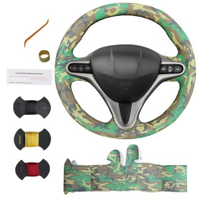 China Hand Sewing All Camouflage Artificial Leather Steering Wheel Cover for Honda Civic Civic 8 2006 2007 2008 2009 2010 2011 for sale