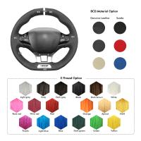 China Hand Stitching Custom Black Suede Steering Wheel Cover for Peugeot GTI GT Line 208 308 SW for sale