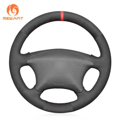 China Hand Sewing Full Black Suede Steering Wheel Cover for Citroen Xsara Picasso 2003-2010 Peugeot Partner 2003-2008 for sale