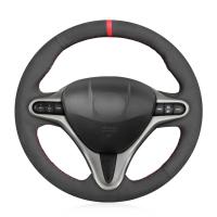 China Hand Sewing Black Suede Steering Wheel Cover for Honda Si Civic 8 8th Gen 2006 2007 2008 2009 2010 2011 for sale