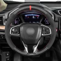China Hand Sewing Carbon Suede Steering Wheel Cover for Honda FK7 Civic 10 10th gen CRV CR-V Clarity 2016 2017 2018 2019 for sale