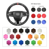 China Hand Sewing Carbon Suede Steering Wheel Cover for Honda FK7 Civic 10 10th gen CRV CR-V Clarity 2016 2017 2018 2019 for sale