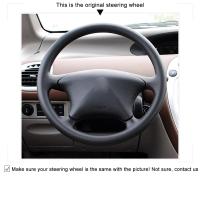 China Black Faux Leather Suede Hand Sewing Steering Wheel Cover for Peugeot Partner 2003 Citroen Xsara Picasso Berlingo 2004-2008 C5 for sale