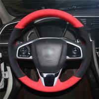China Hand Sewing Black Red Suede Steering Wheel Cover for Honda FK7 Civic 10 10th gen CRV CR-V Clarity 2016 2017 2018 2019 for sale