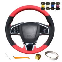 China Hand Sewing Black Red Suede Steering Wheel Cover for Honda FK7 Civic 10 10th gen CRV CR-V Clarity 2016 2017 2018 2019 for sale
