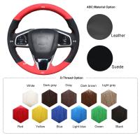 China Hand Sewing Black Red Suede Steering Wheel Cover for Honda FK7 Civic 10 10th gen CRV CR-V Clarity 2016 2017 2018 2019 for sale