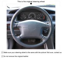 China Custom Hand Sewing Black PU Leather Steering Wheel Cover for Toyota 4Runner Camry Corolla Sienna Tundra 1997 1998 1999 2000 for sale