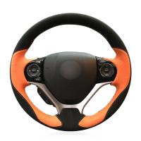 China Orange Black Suede Leather Customized Car Interior Accessories Steering Wheel Cover For Honda Civic 9 2012 2013 2014 2015 for sale